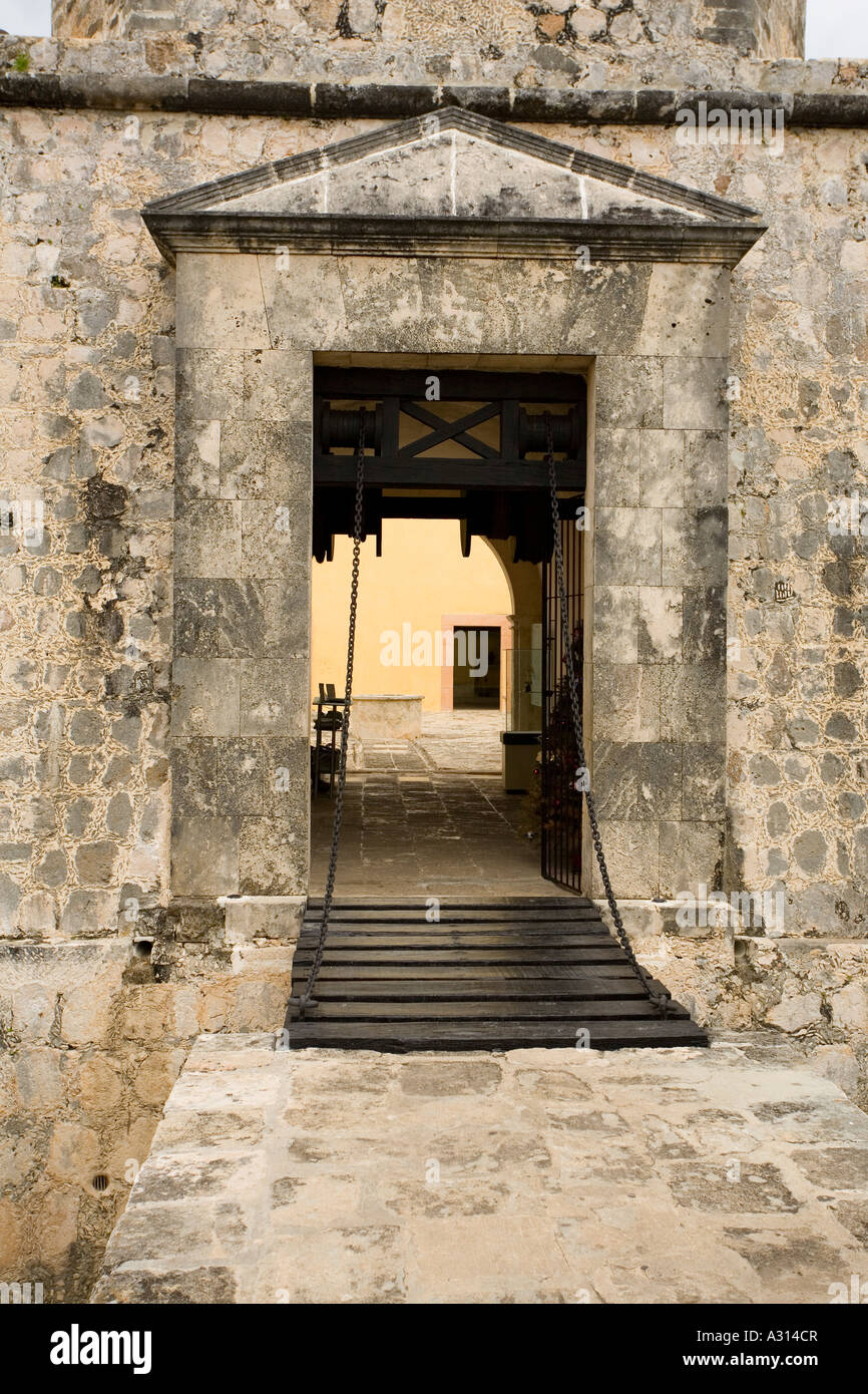 The drawbridge entrance to San Miguel Fort in Campeche Mexico Stock ...