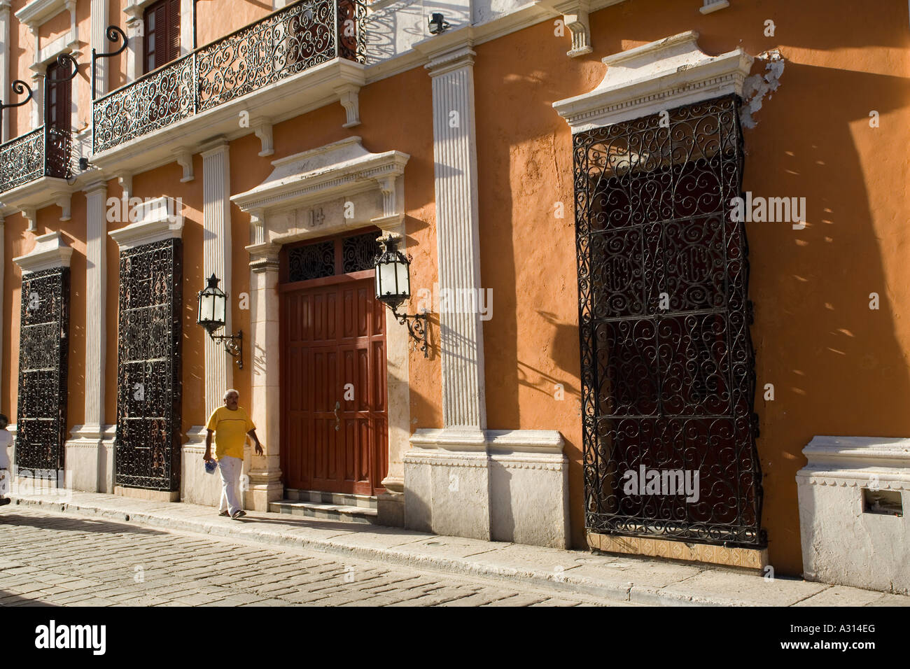 Coloured Spanish Colonial buildings in Campeche Mexico Stock Photo - Alamy