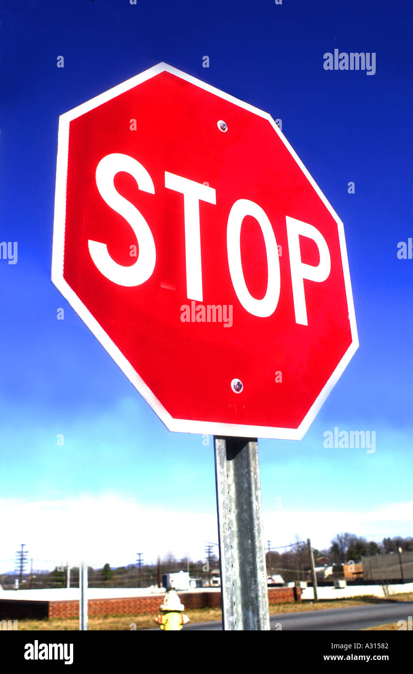 Vertical color image of a stop sign on an American Street Stock Photo ...