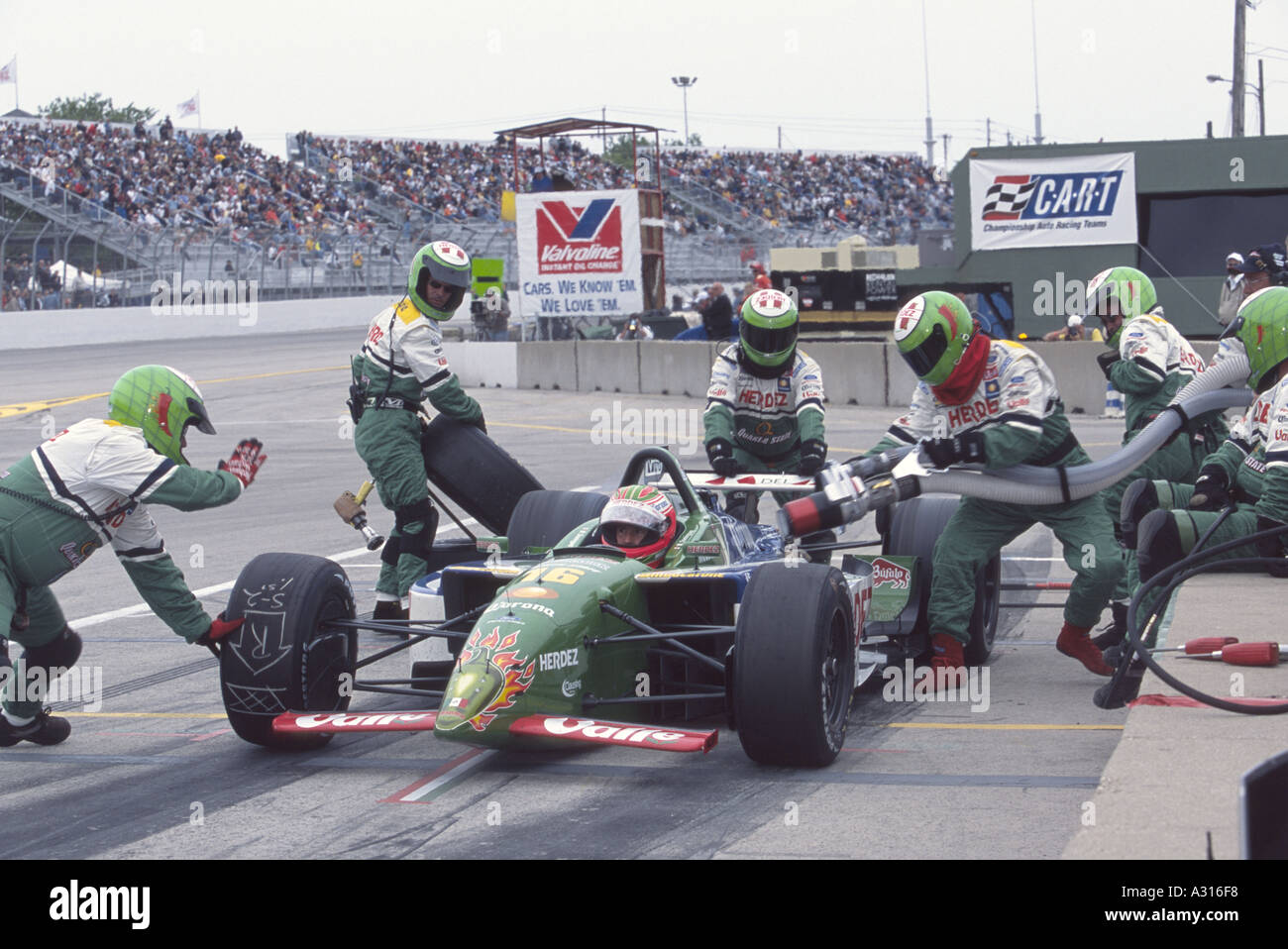 Mario Dominguez pits during the CART race at the Milwaukee Mile 2002 ...