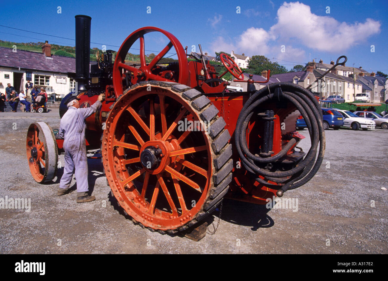 An old steam powered tractor at a steam fair nr St Davids Wales Stock ...