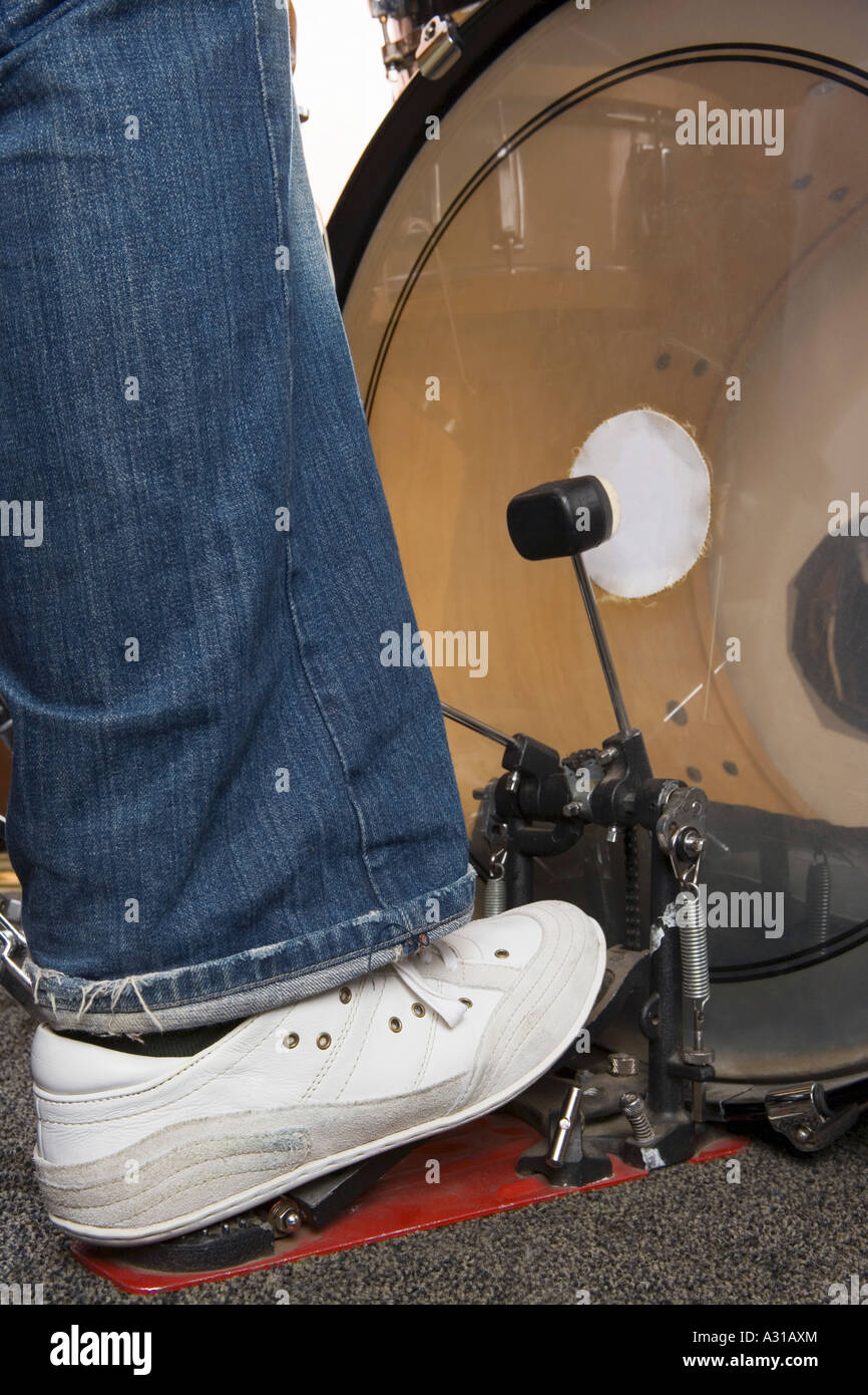 Close up of drummer s foot and bass drum Stock Photo - Alamy