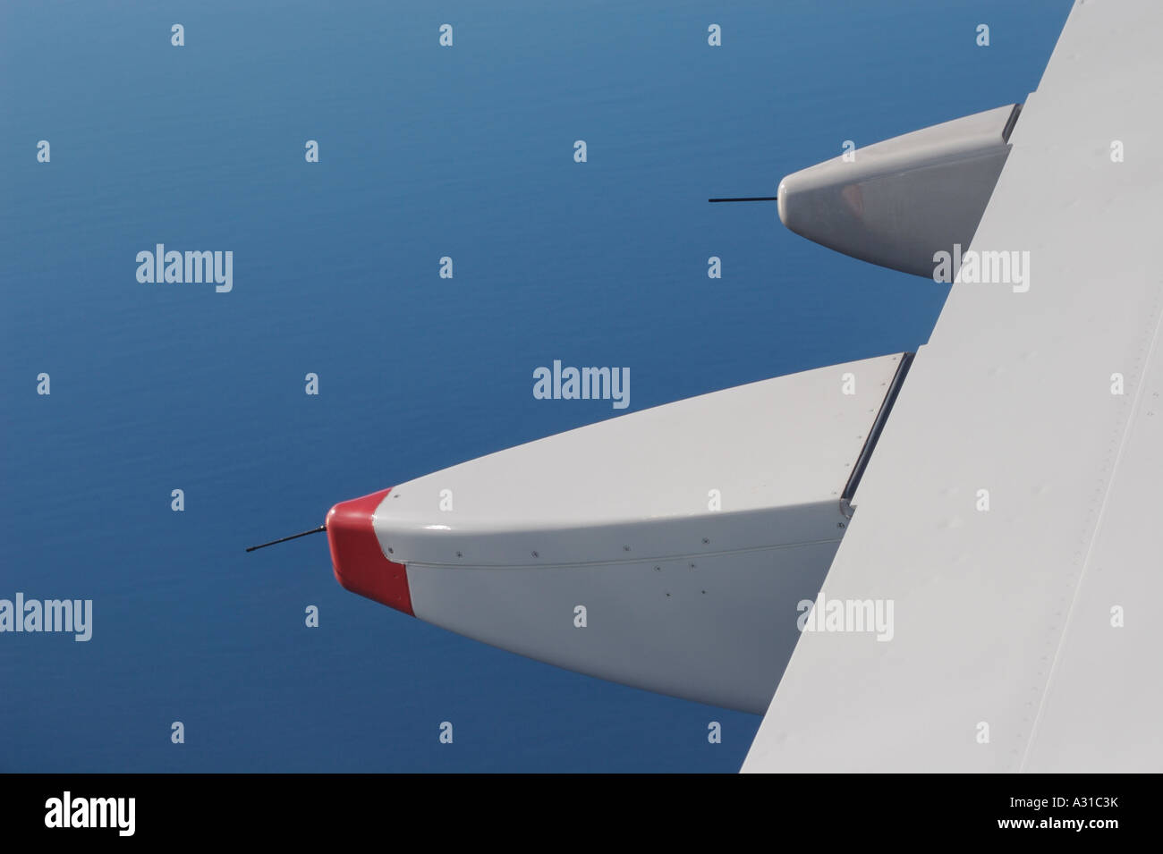 Trailing edge detail of an Airbus A320 wing over the Tasman Sea Stock ...