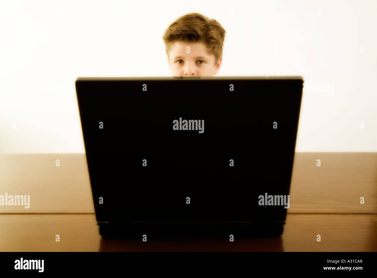 Boy working with laptop Stock Photo - Alamy