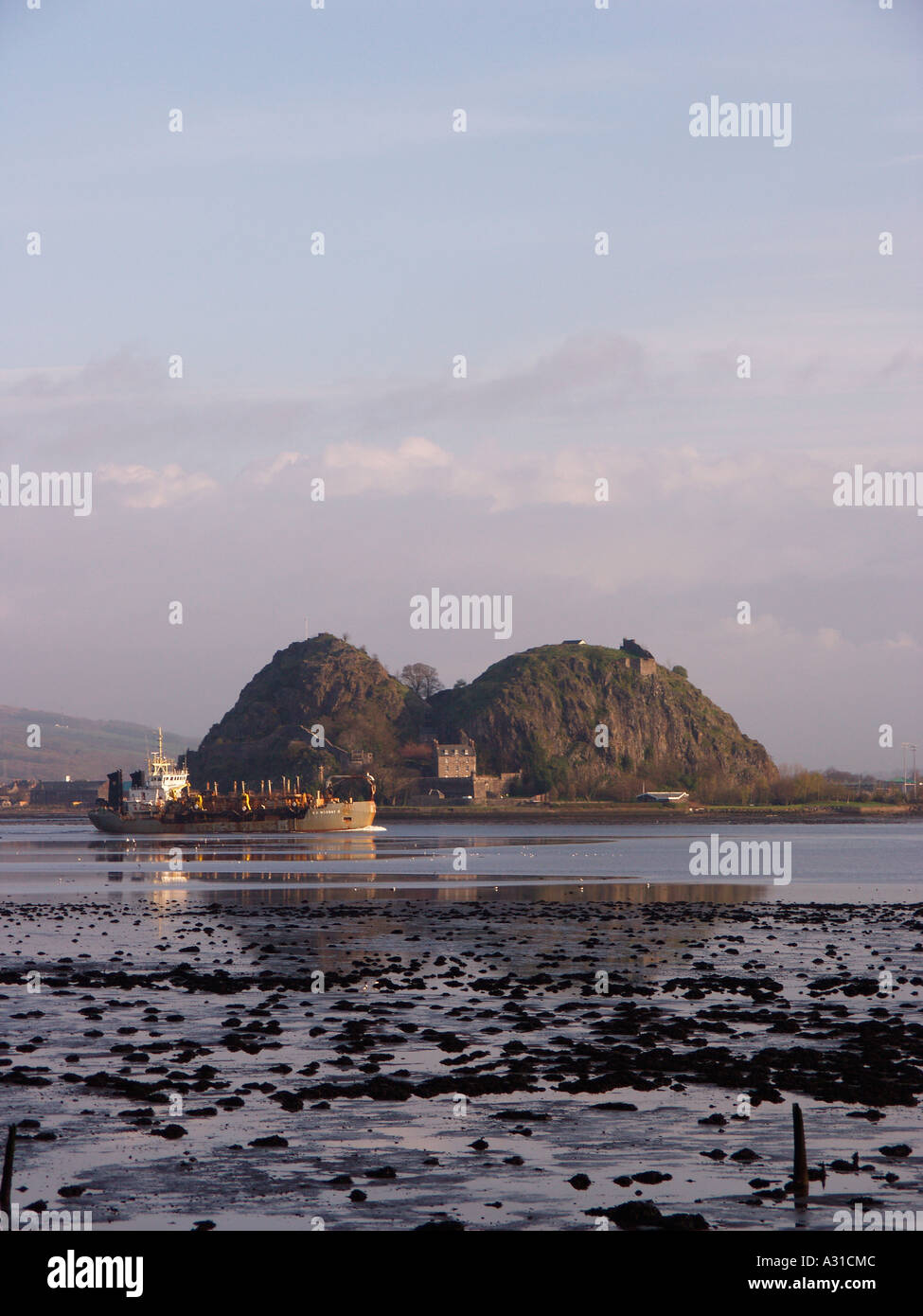 Dumbarton Rock, Dumbarton Castle and the River Clyde Stock Photo - Alamy