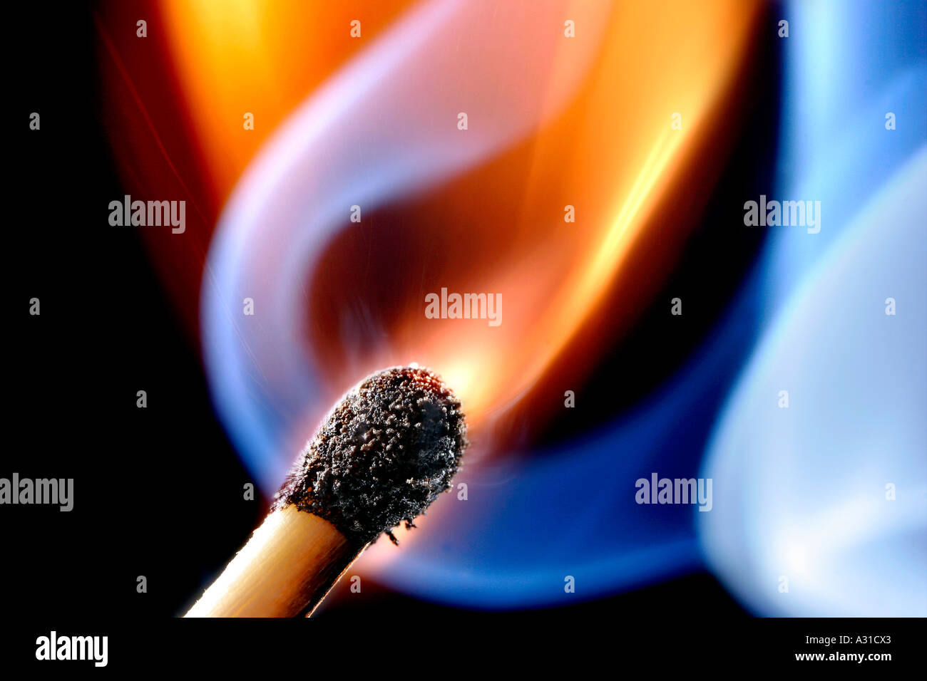 Close up of an ignited matchstick Stock Photo - Alamy