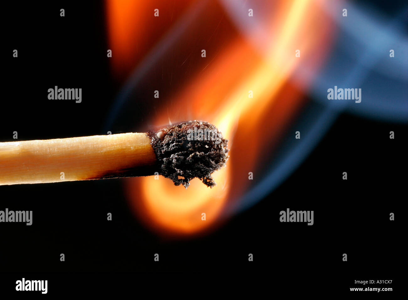 Close up of an ignited matchstick Stock Photo - Alamy