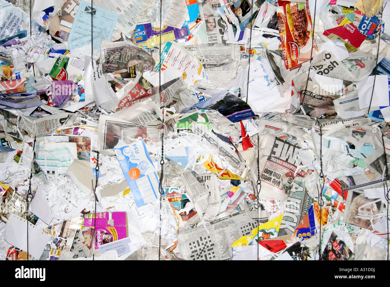 Baled paper in Refuse recycling plant Stock Photo - Alamy