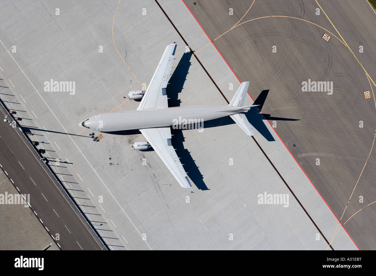 Aerial view of airplane on tarmac Stock Photo - Alamy