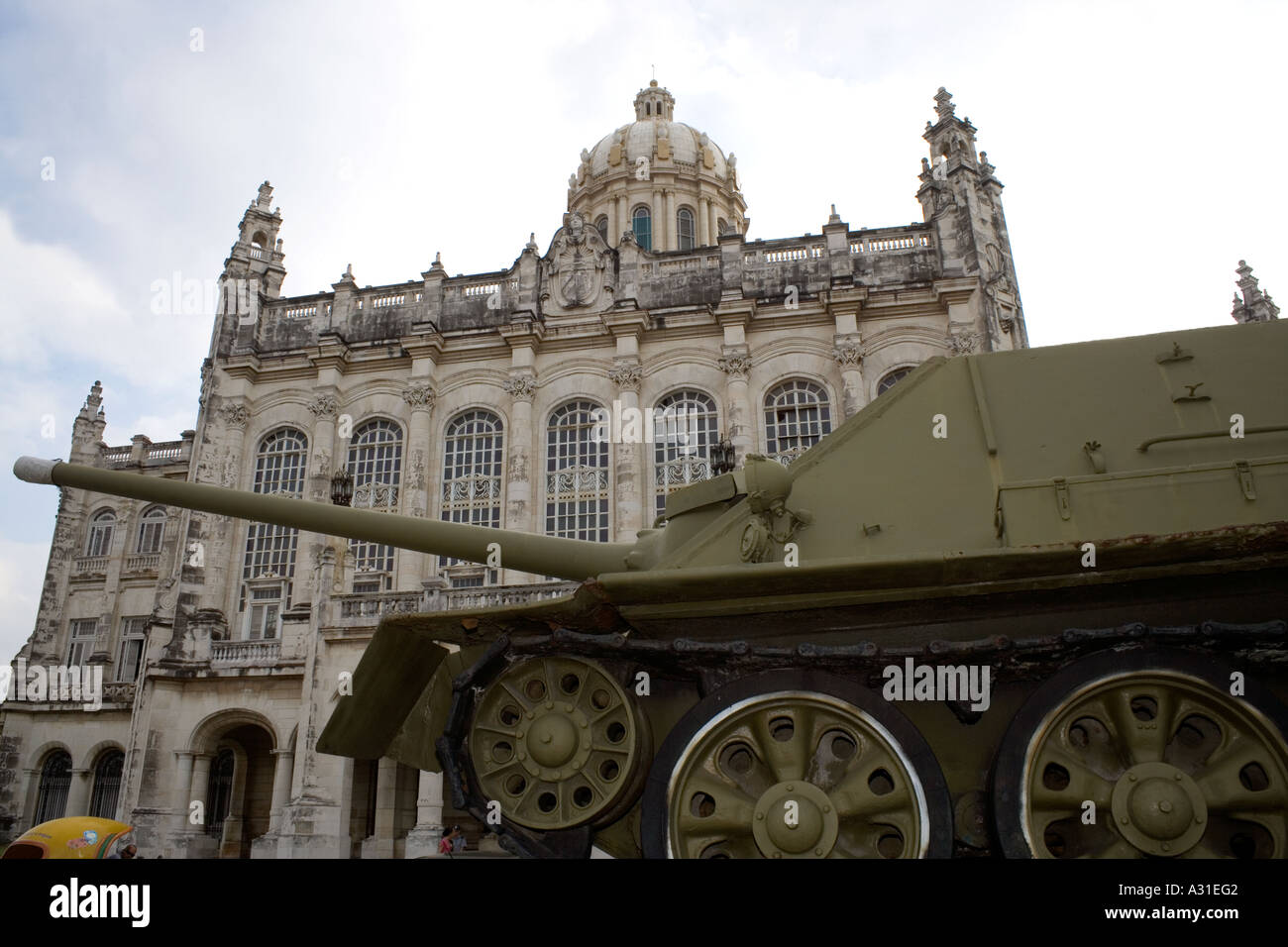 SAU -100 Soviet tank used in the Bay of Pigs invasion mounted outside ...