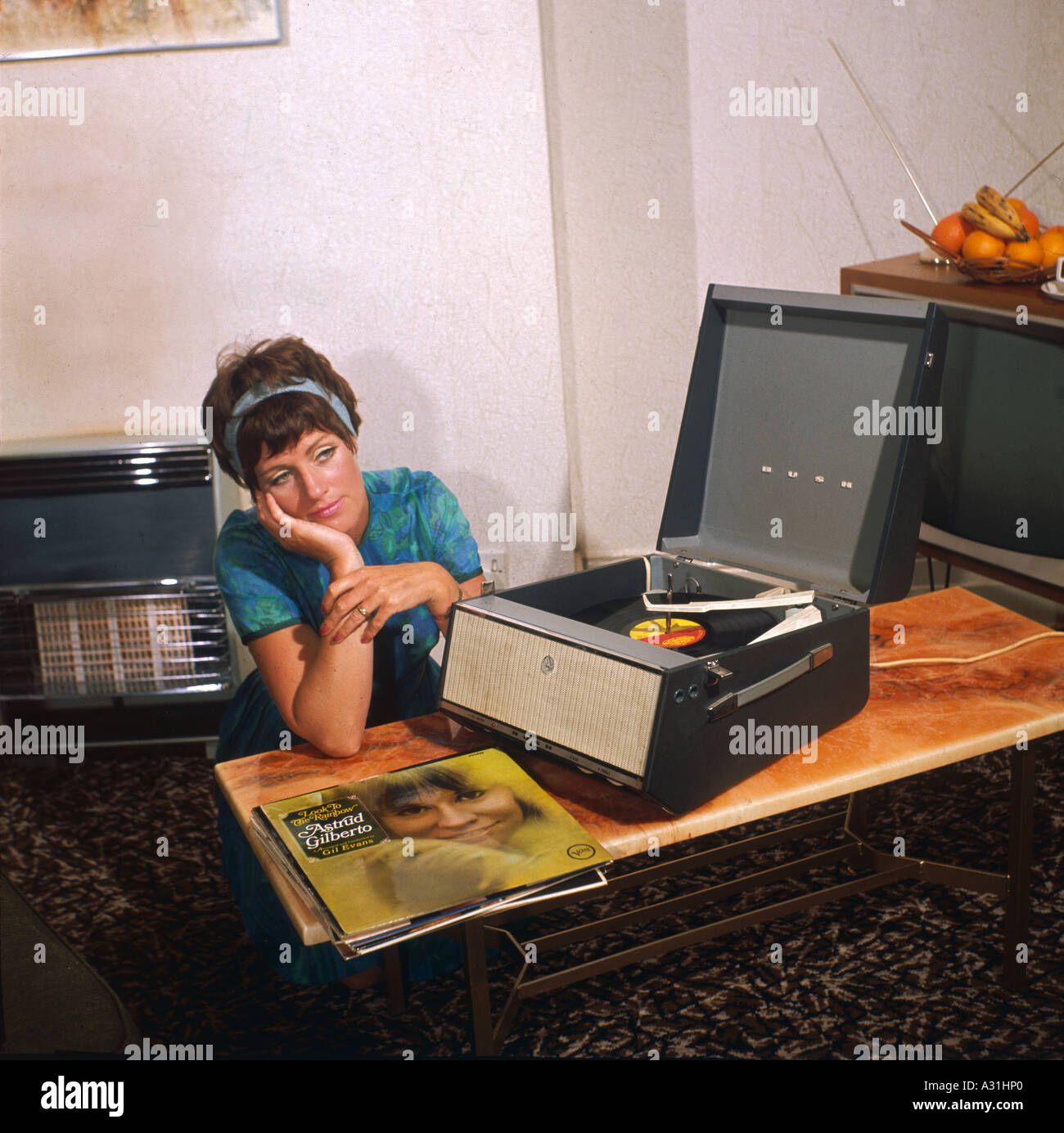 Listening To Records Stock Photo - Alamy