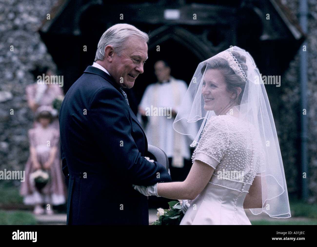 wedding uk jennifer parker christopher dyer bride and father 1997 Stock ...
