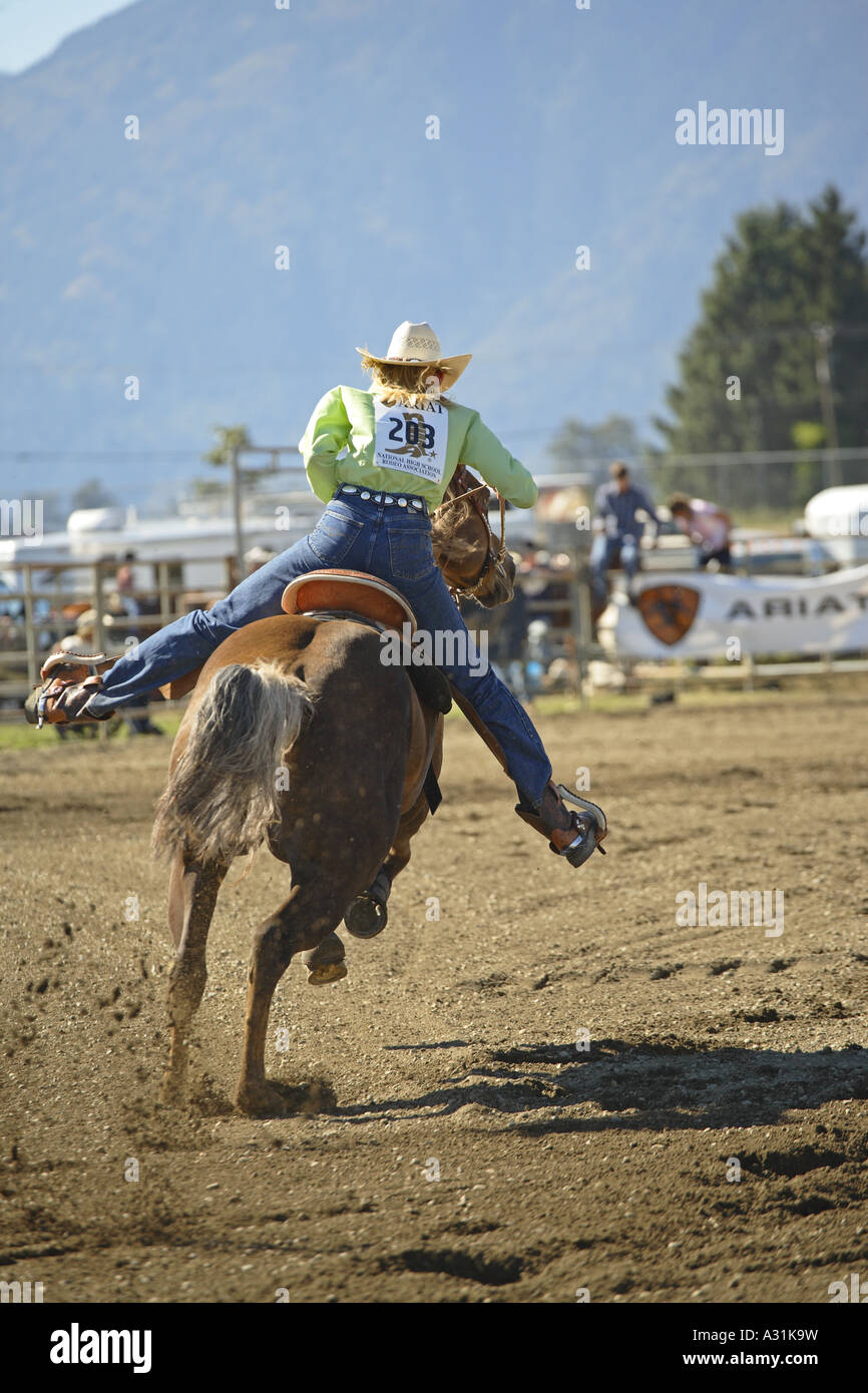 Barrel racing at the North American High School Rodeo Stock Photo - Alamy