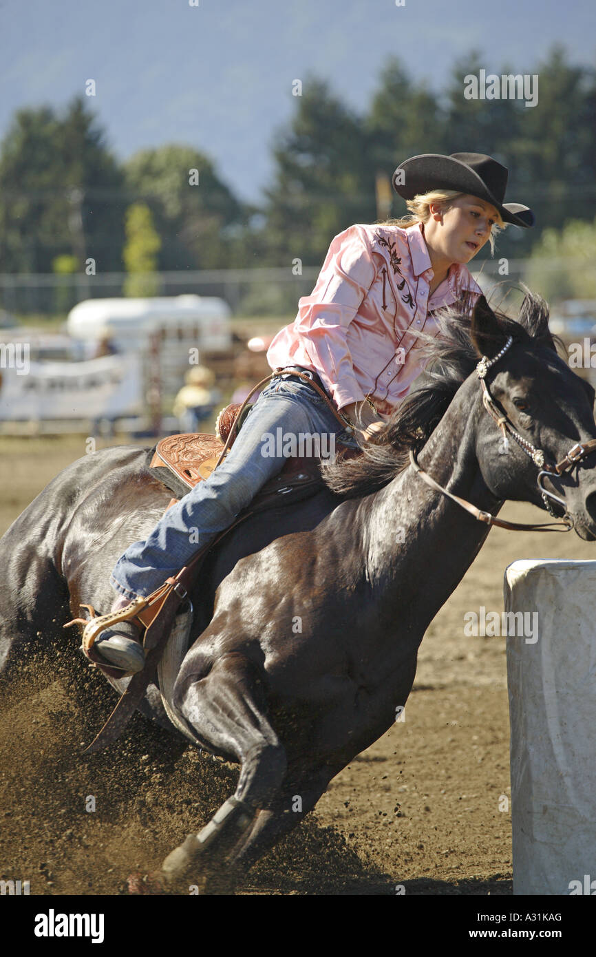 Barrel racing at the North American High School Rodeo Stock Photo - Alamy