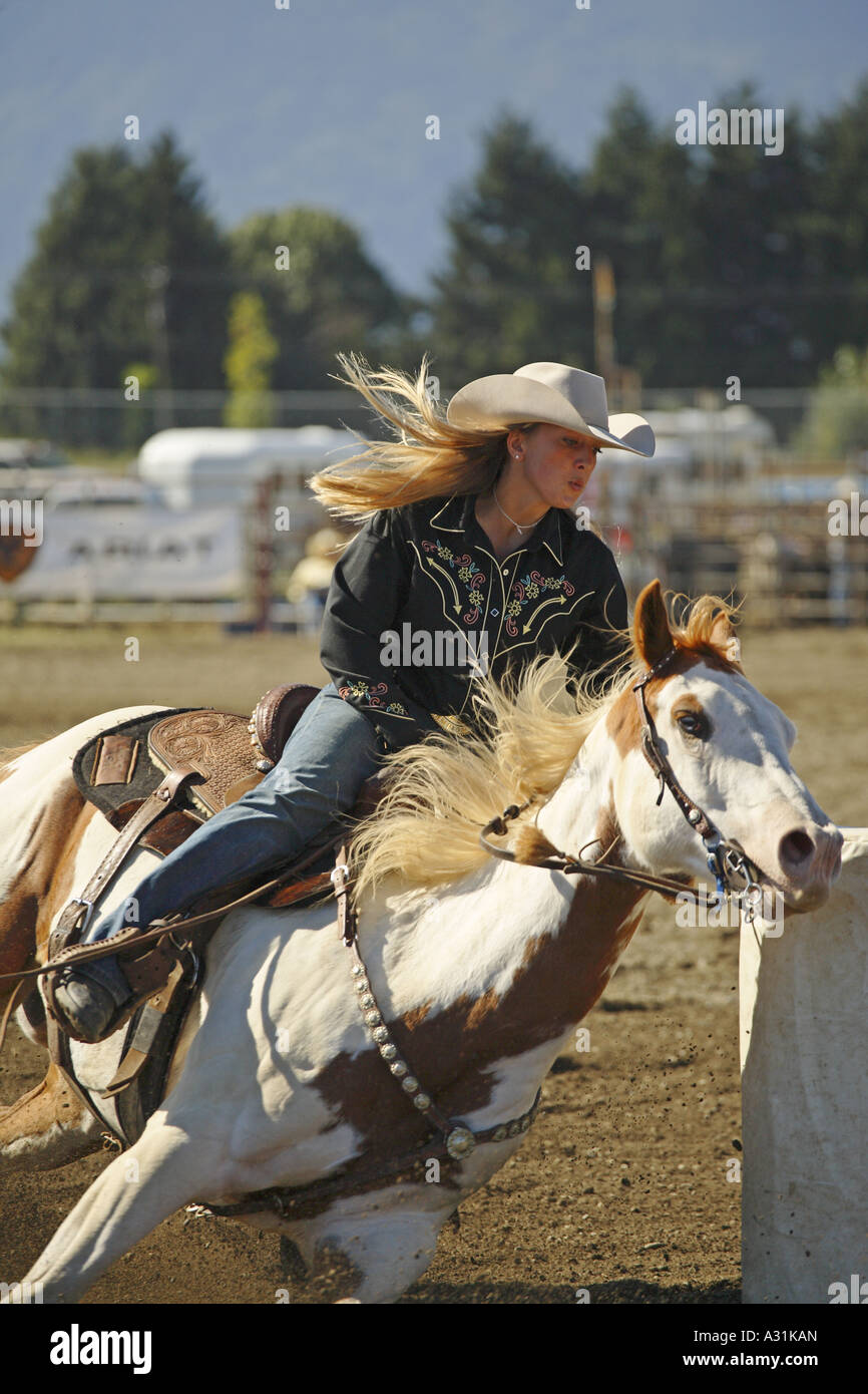 Barrel racing at the North American High School Rodeo Stock Photo - Alamy
