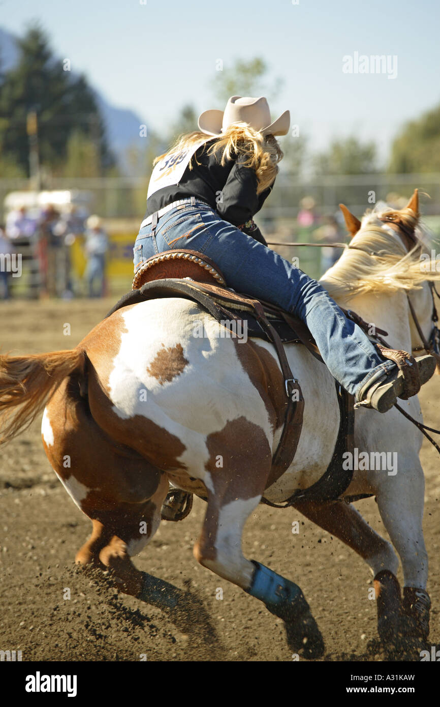 Barrel racing at the North American High School Rodeo Stock Photo - Alamy