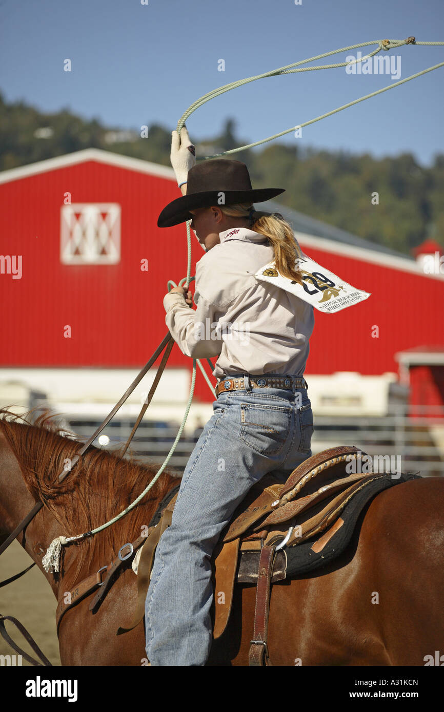 Girl roping calf hi-res stock photography and images - Alamy