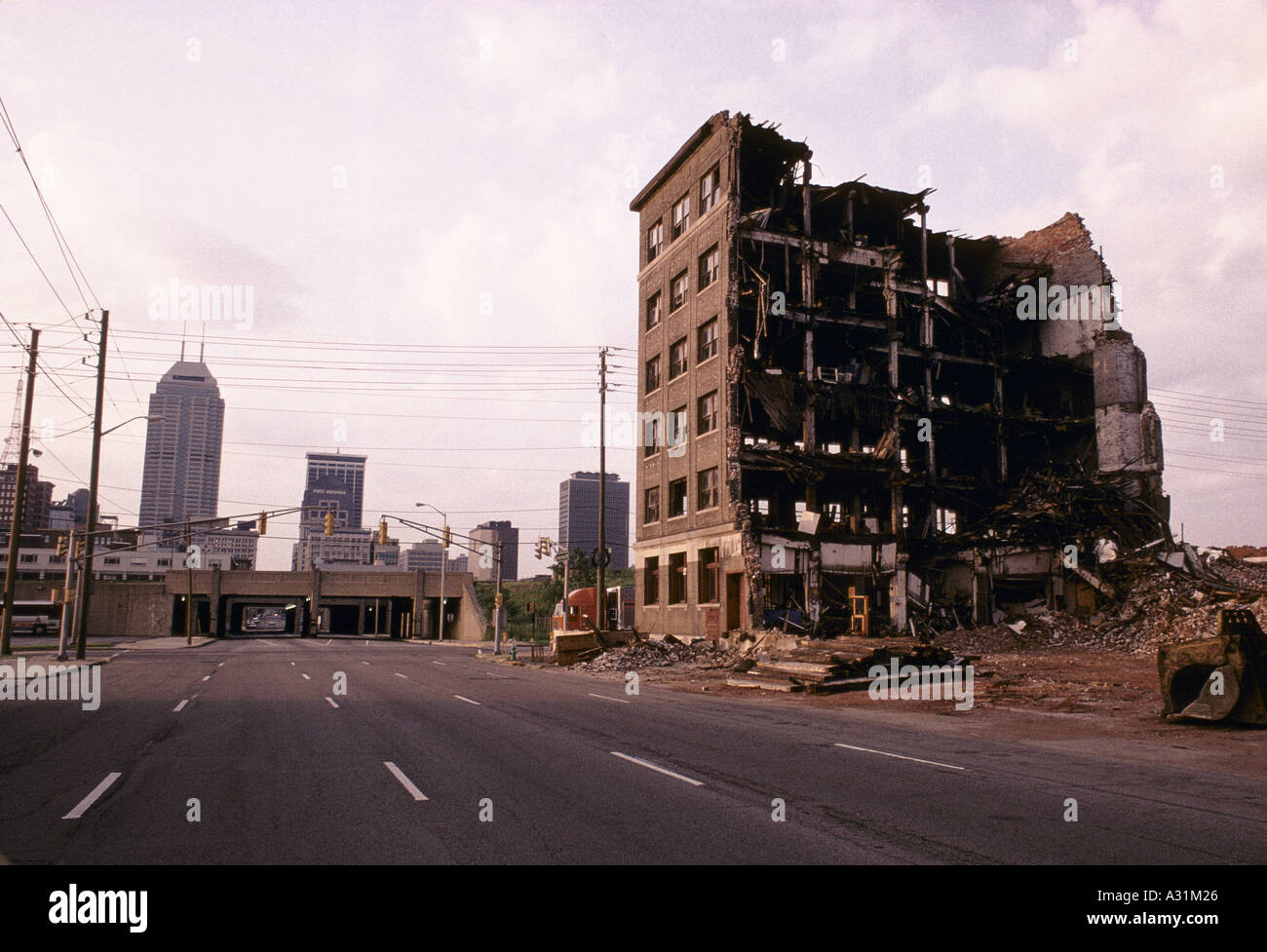 indianapolis usa demolishion in the city centre 1996 Stock Photo - Alamy