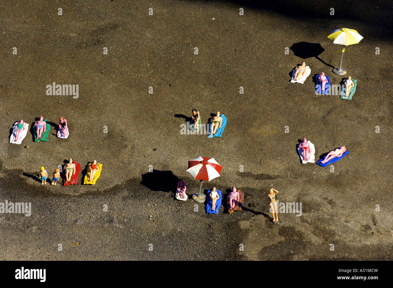 model village beach summer sunbathers spain spanish espana pueblo chico ...