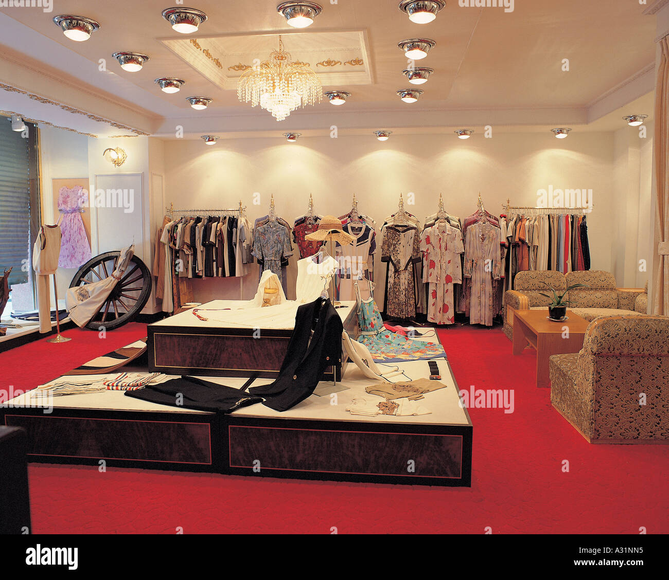 Clothing indoors shopping showcase store interior High Resolution Stock ...