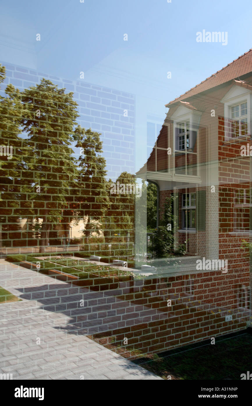 Double exposure of house and landscaped garden Stock Photo - Alamy