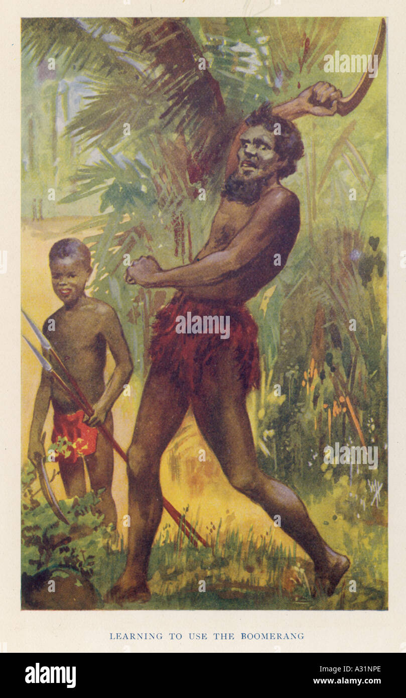 Boomerang Australian Boy Stock Photo - Alamy