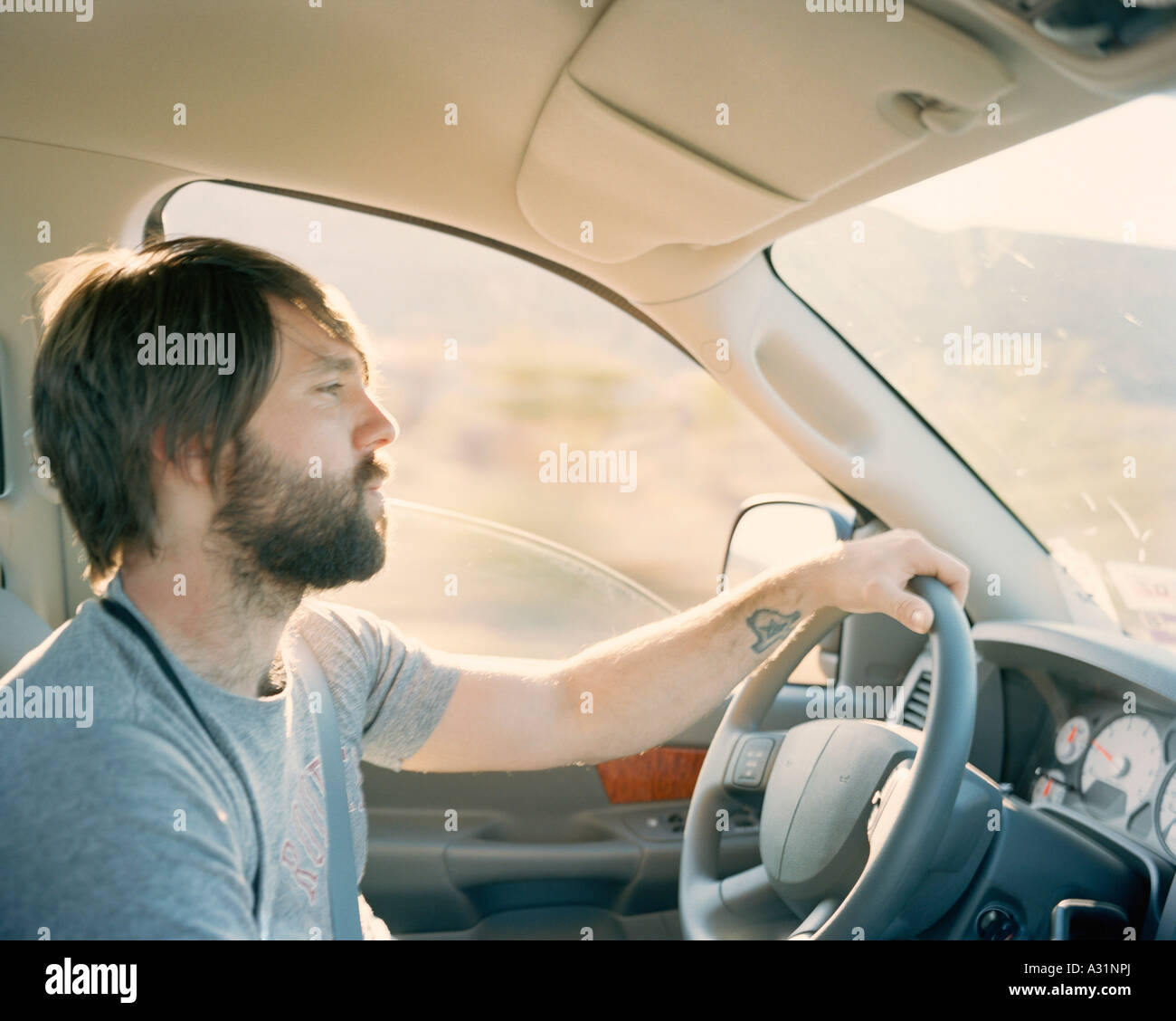 Man driving car Stock Photo - Alamy