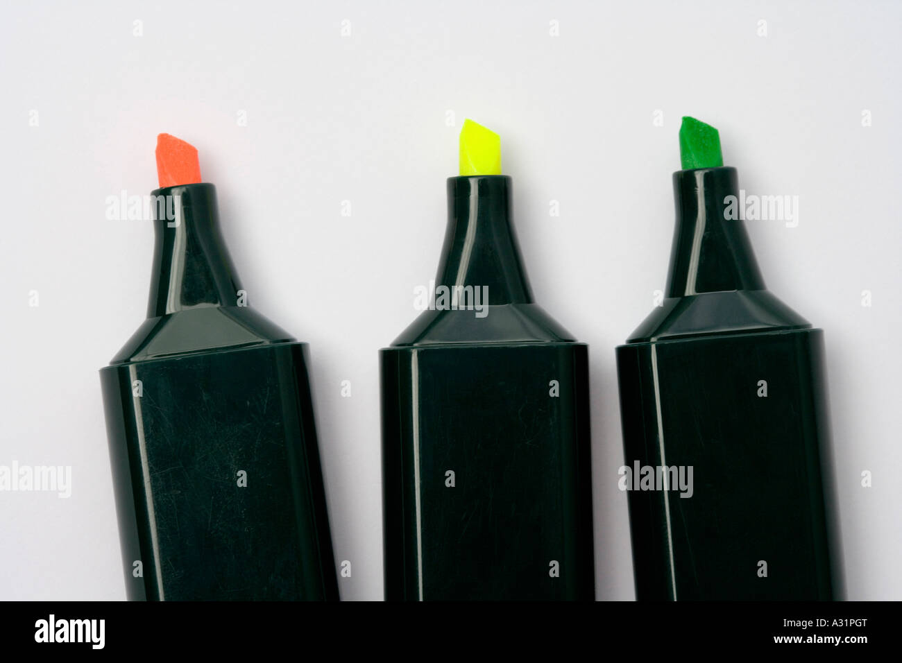 Three highlighter pens Stock Photo - Alamy