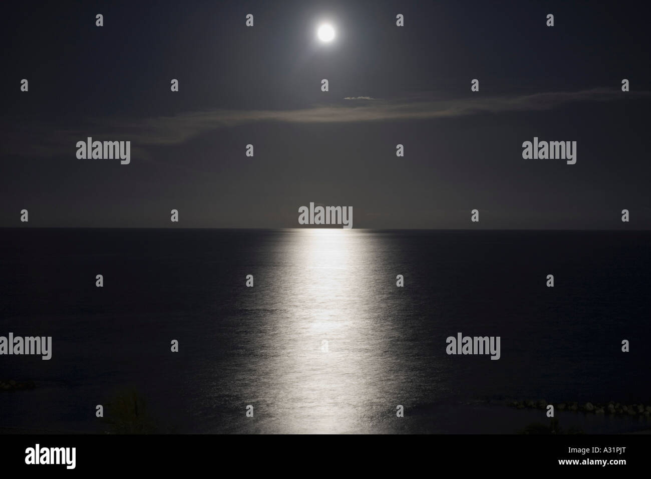 Full moon reflecting on water at night Stock Photo - Alamy