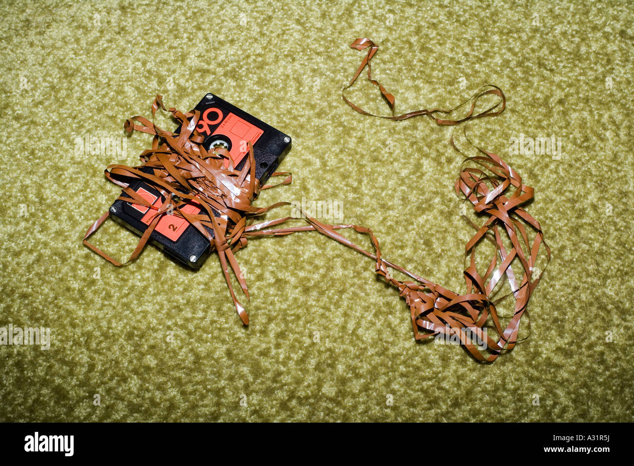 Broken audio cassette tape Stock Photo - Alamy