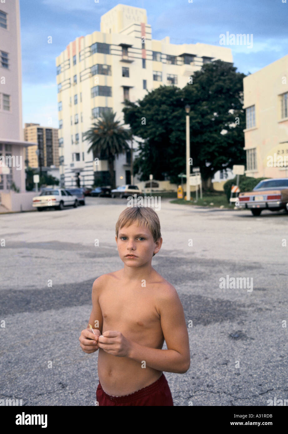 boy in miami street usa Stock Photo - Alamy