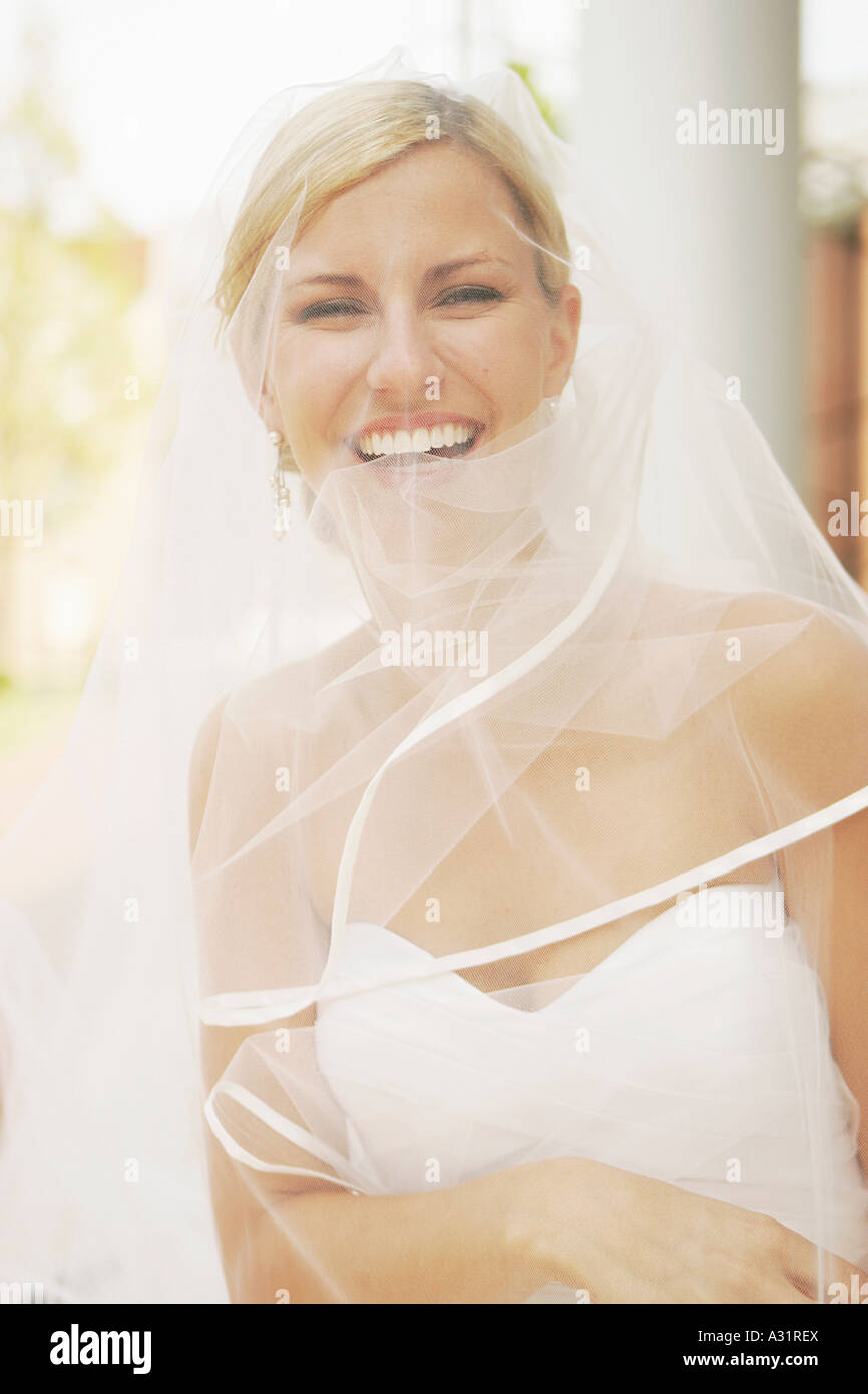 Portrait of bride under veil Stock Photo - Alamy