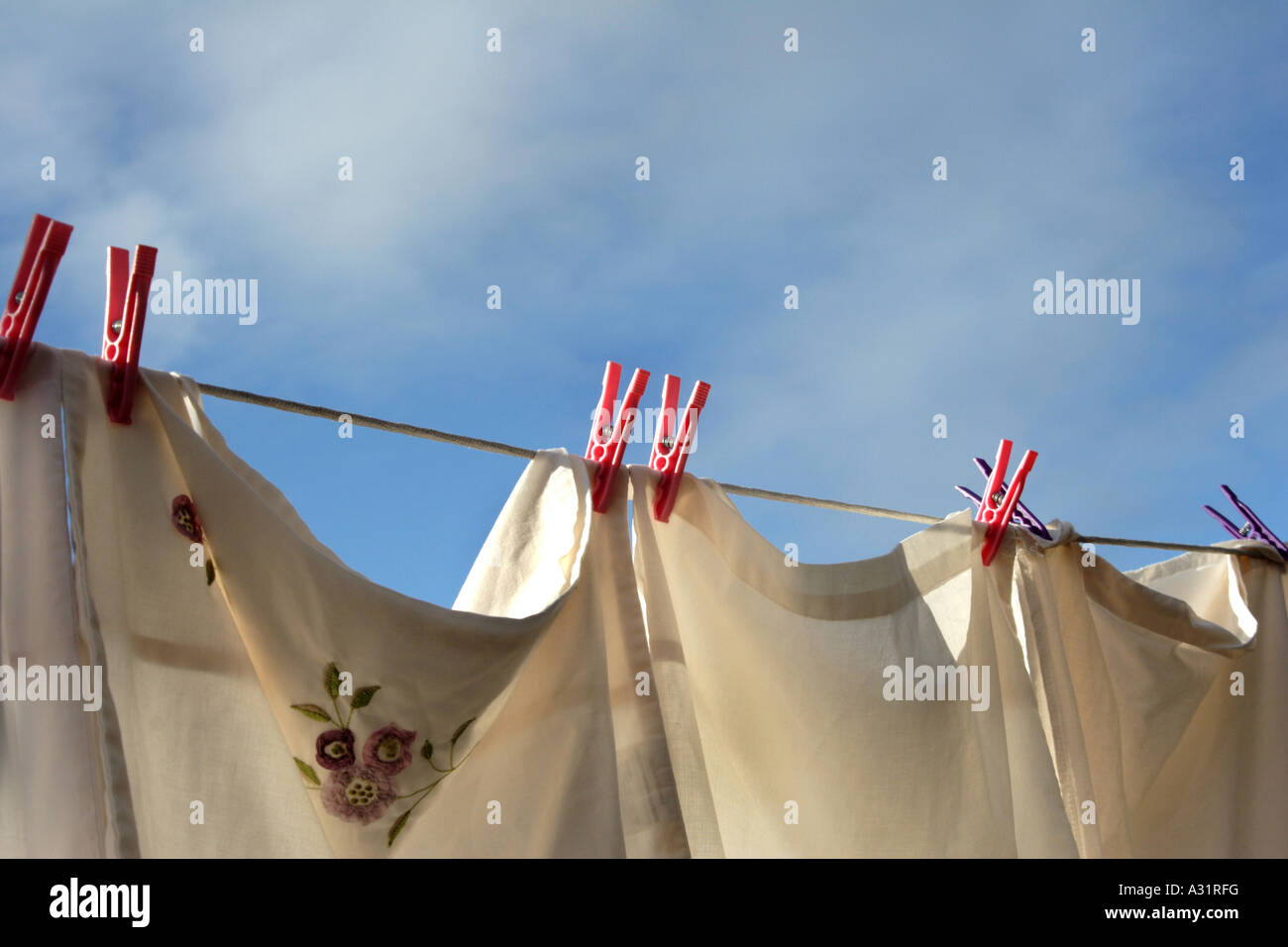 A line of clean washing Stock Photo - Alamy
