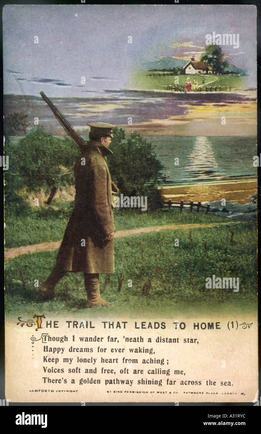 Ww1 Postcard Trail Home Stock Photo - Alamy