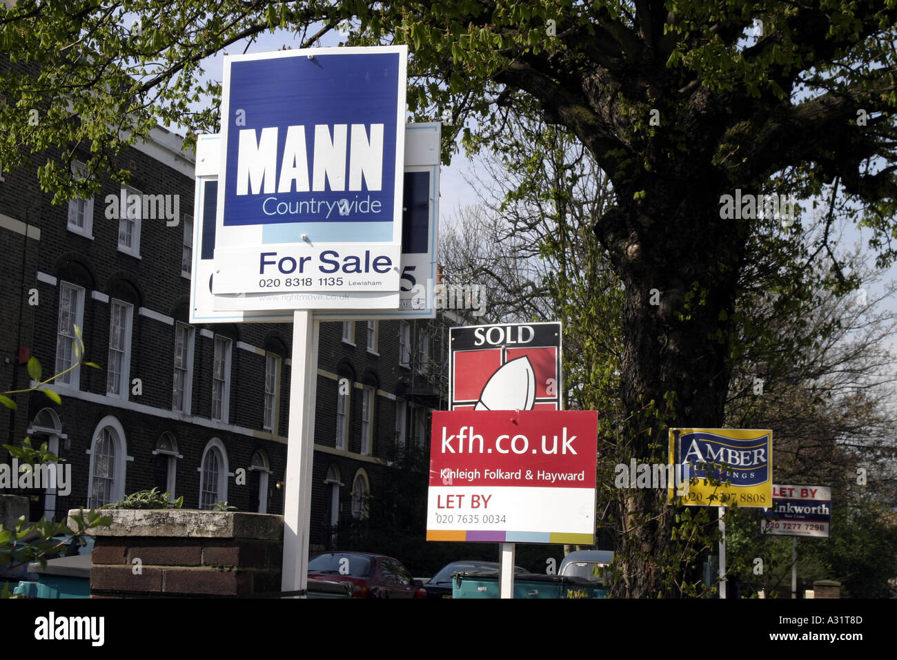 property for sale signs south london england uk Stock Photo - Alamy