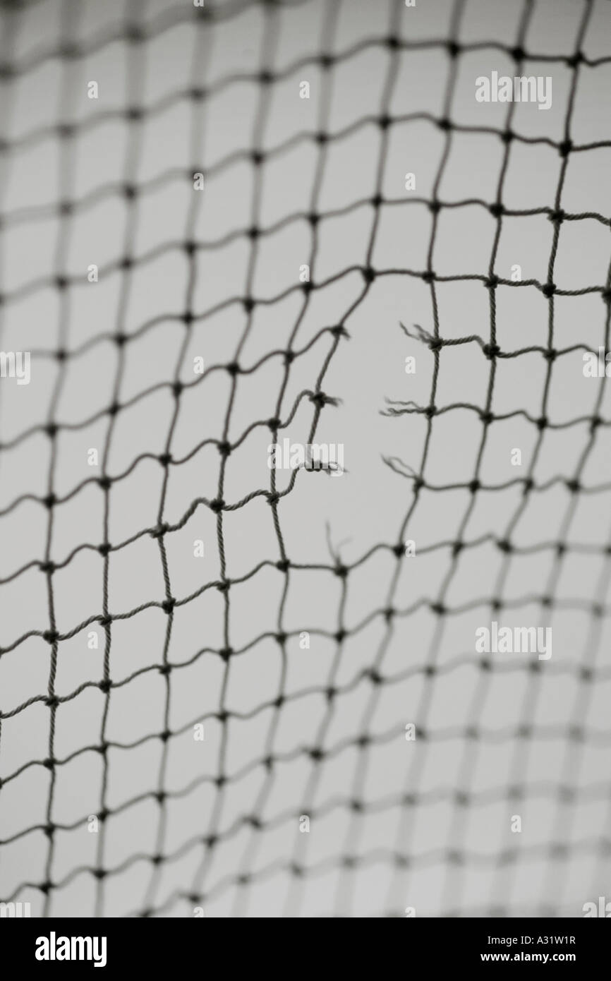 Hole in netting Stock Photo - Alamy