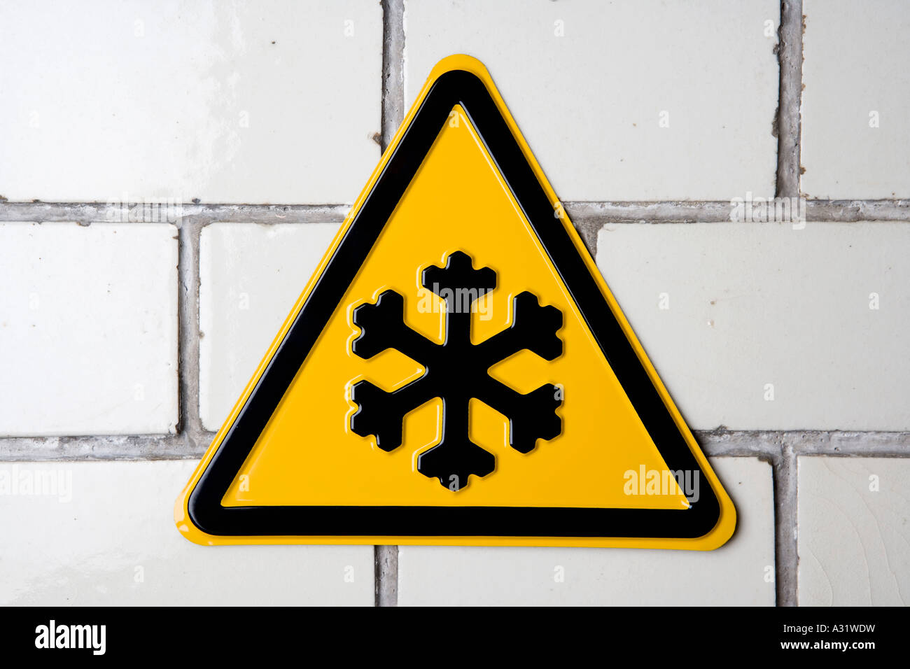 Snowflake warning sign Stock Photo - Alamy