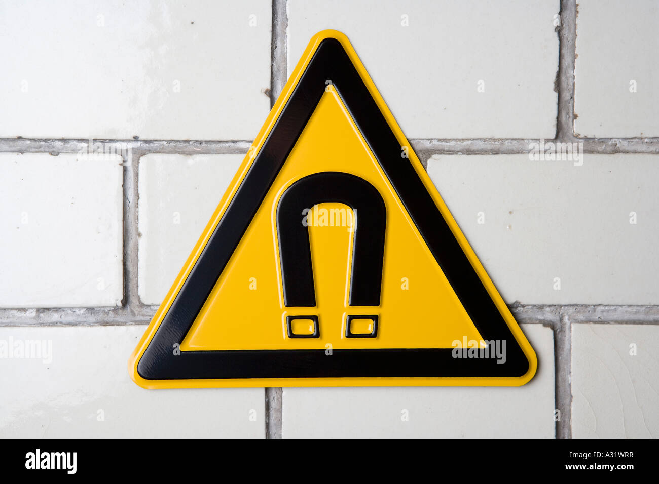 Strong Magnetic Field warning sign Stock Photo - Alamy