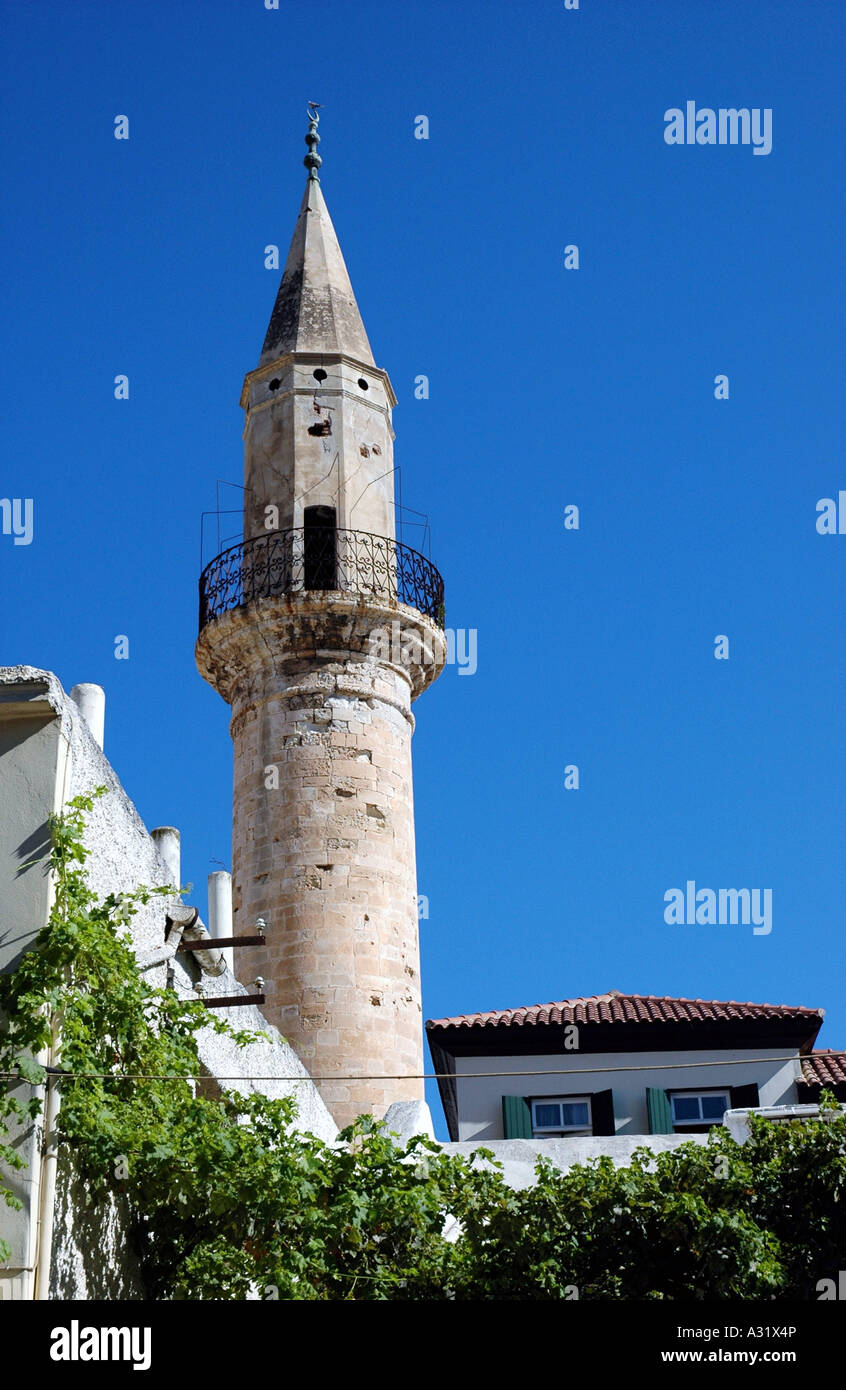 Minaret of Old Turkish Mosque in Chania Old Town Stock Photo - Alamy