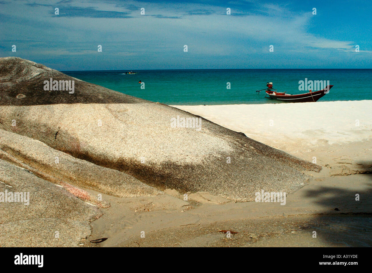 boat beach Haad Khuad Bottle Beach Koh PhanGan island Thailand Stock ...