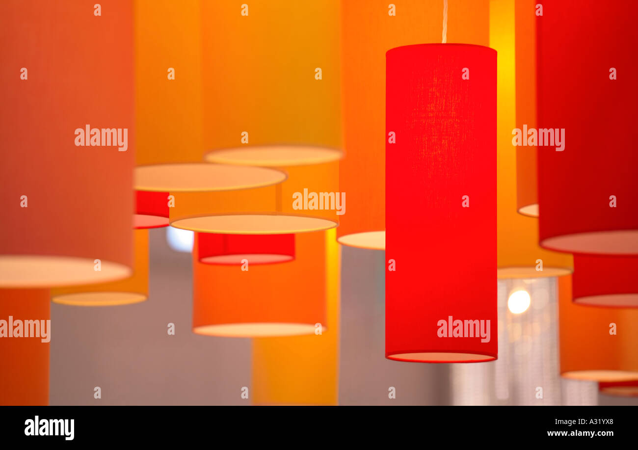 Coloured lanterns hanging from ceiling Stock Photo - Alamy