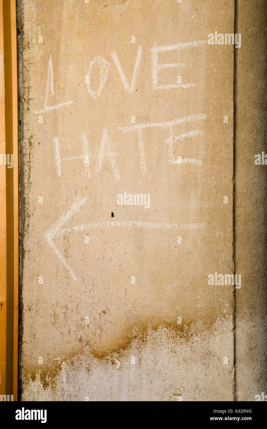 Hate love graffiti hi-res stock photography and images - Alamy