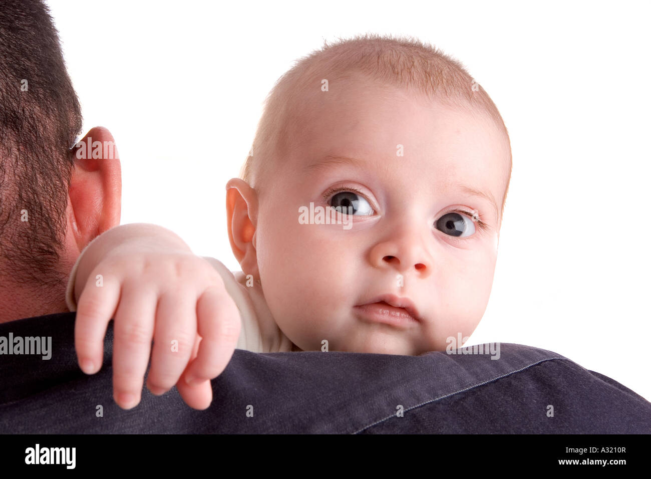 Looking over dad's shoulder Stock Photo - Alamy