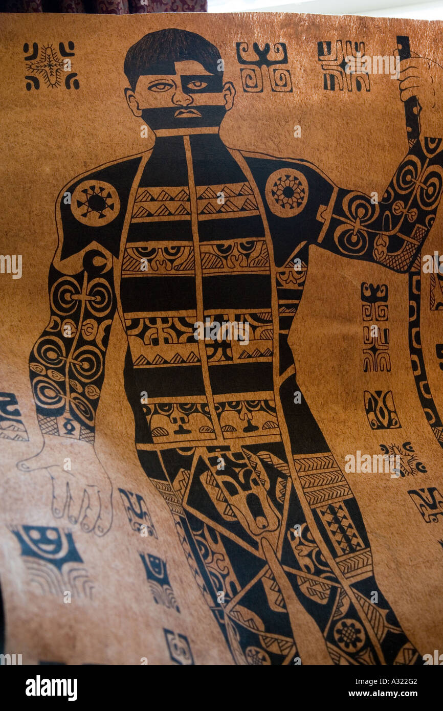 Tapa cloth Marquesas French Polynesia Stock Photo - Alamy