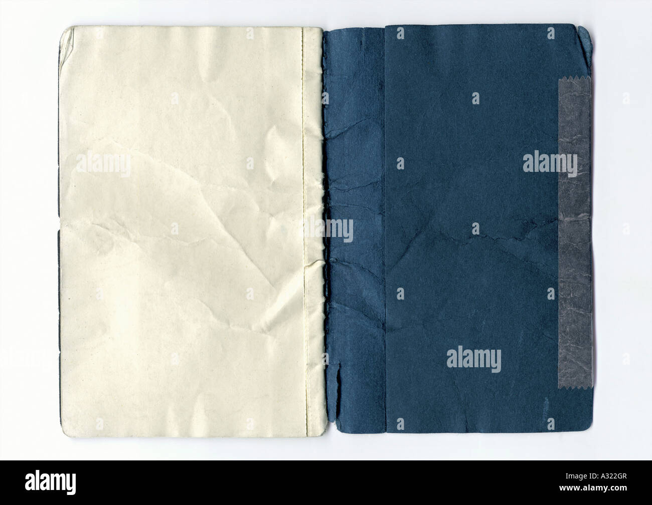 Inside the back of a weathered notebook Stock Photo - Alamy