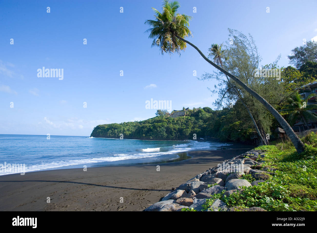 Matavai Bay black sand beach Papeete Tahiti French Polynesia Stock ...