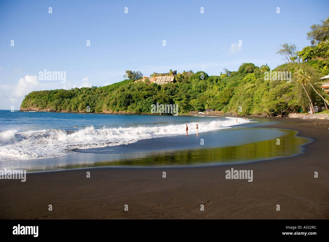 Mataiva Bay black sand beach Island of Tahiti French Polynesia Stock ...