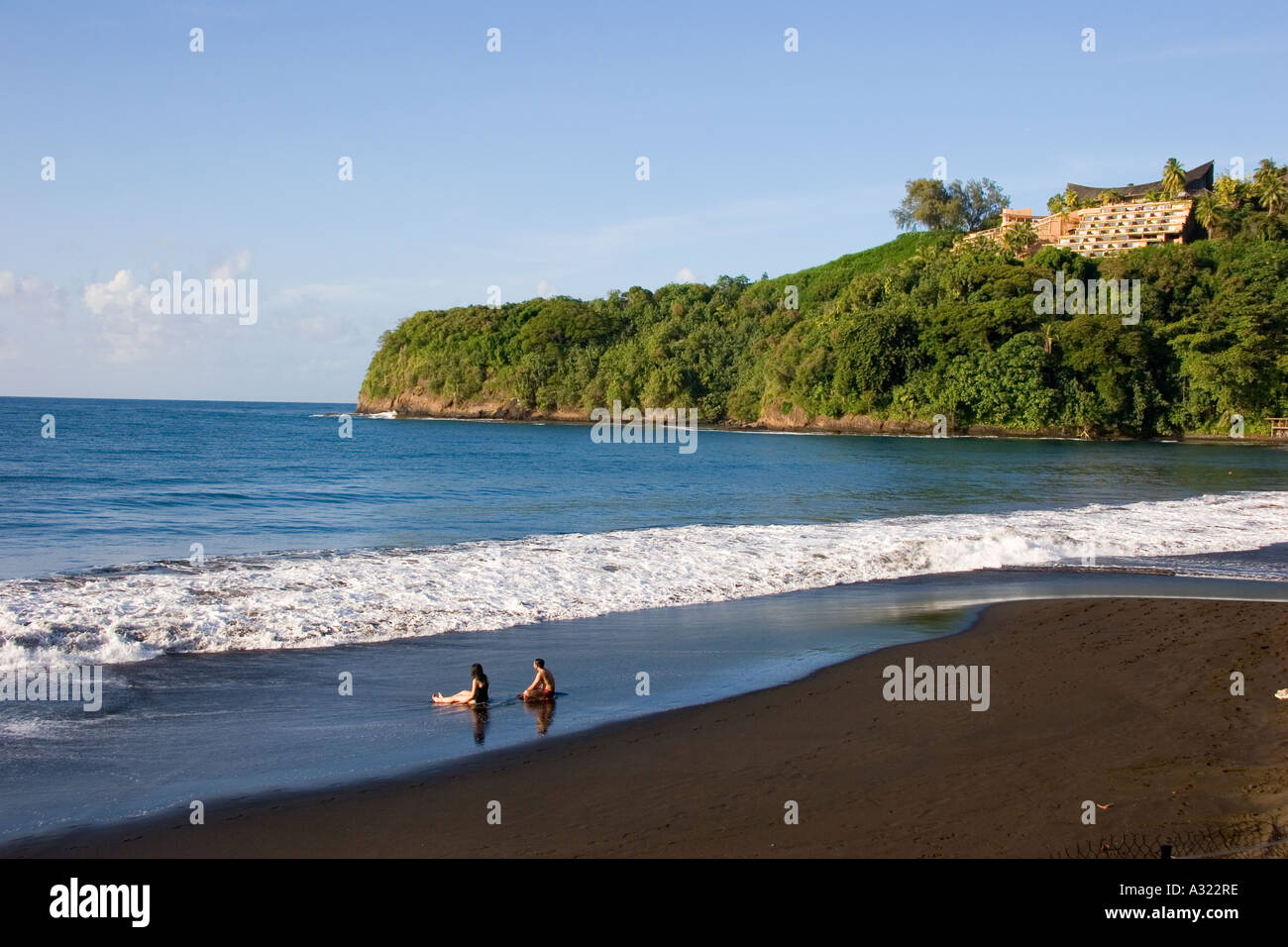 Mataiva Bay black sand beach Island of Tahiti French Polynesia Stock ...