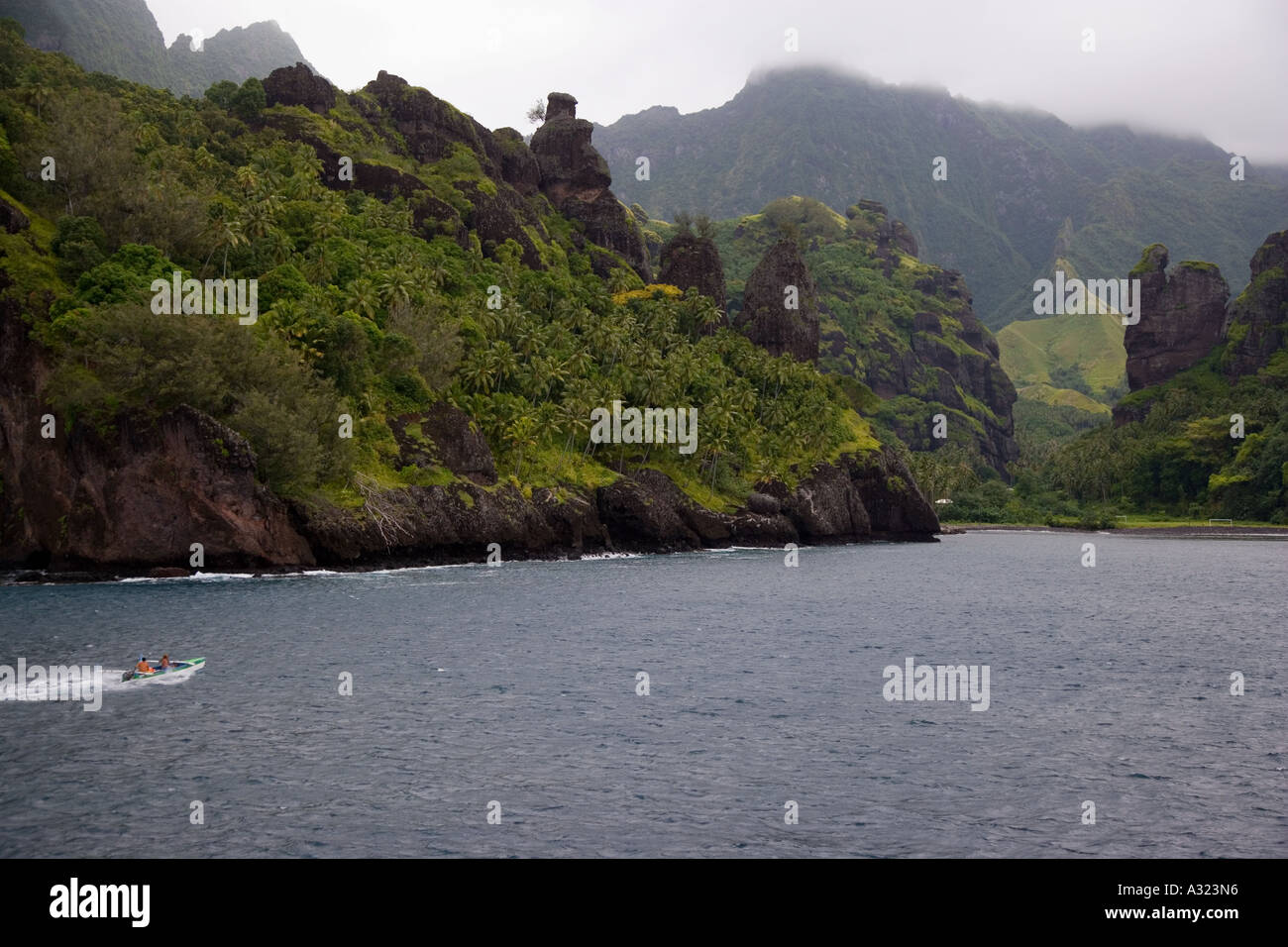 Fishing boat Hanavave Island of Fatu Hiva Marquesas Islands French ...