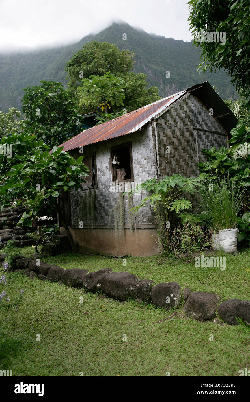 Thatched house Hanavave Island of Fatu Hiva Marquesas Islands French ...